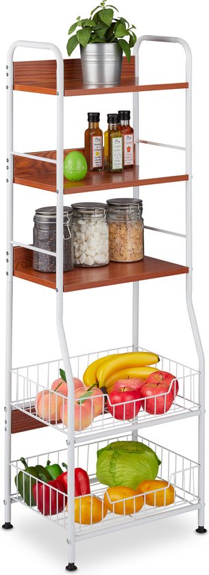 keukenrek - 5 etages - fruit- en groentemand - smal opbergrek - metaal ...