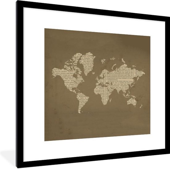 Fotolijst incl. Poster - Wereldkaart - Oud - Krant - 40x40 cm ... Fotolijst incl. Poster - Wereldkaart - Oud - Krant - 40x40 cm ...