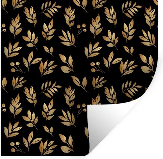 Muurstickers - Sticker Folie - Goud - Planten - Takken - 120x120 cm ...
