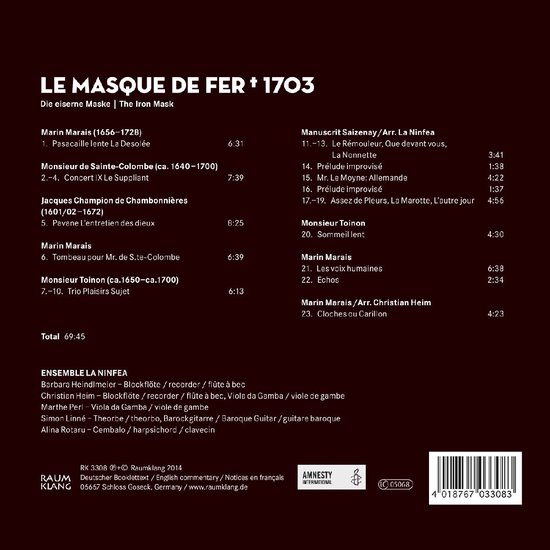 Ensemble La Ninfea - Le Masque De Fer - The Iron Mask (CD), Ensemble La Ninfea | CD... | bol.com