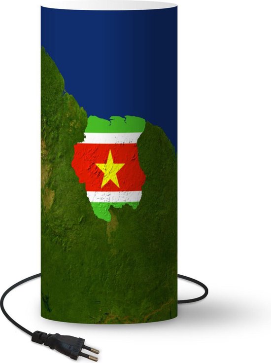 Lampe - Une image satellite du Suriname avec le drapeau du pays dessus ...