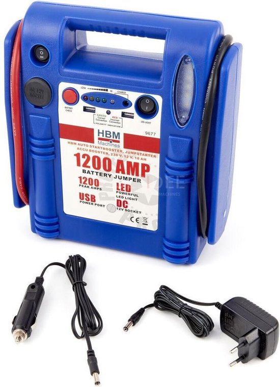 HBM Auto Startbooster, Jumpstarter Accu Booster, 230 V, 12 V, 18 Ah | bol