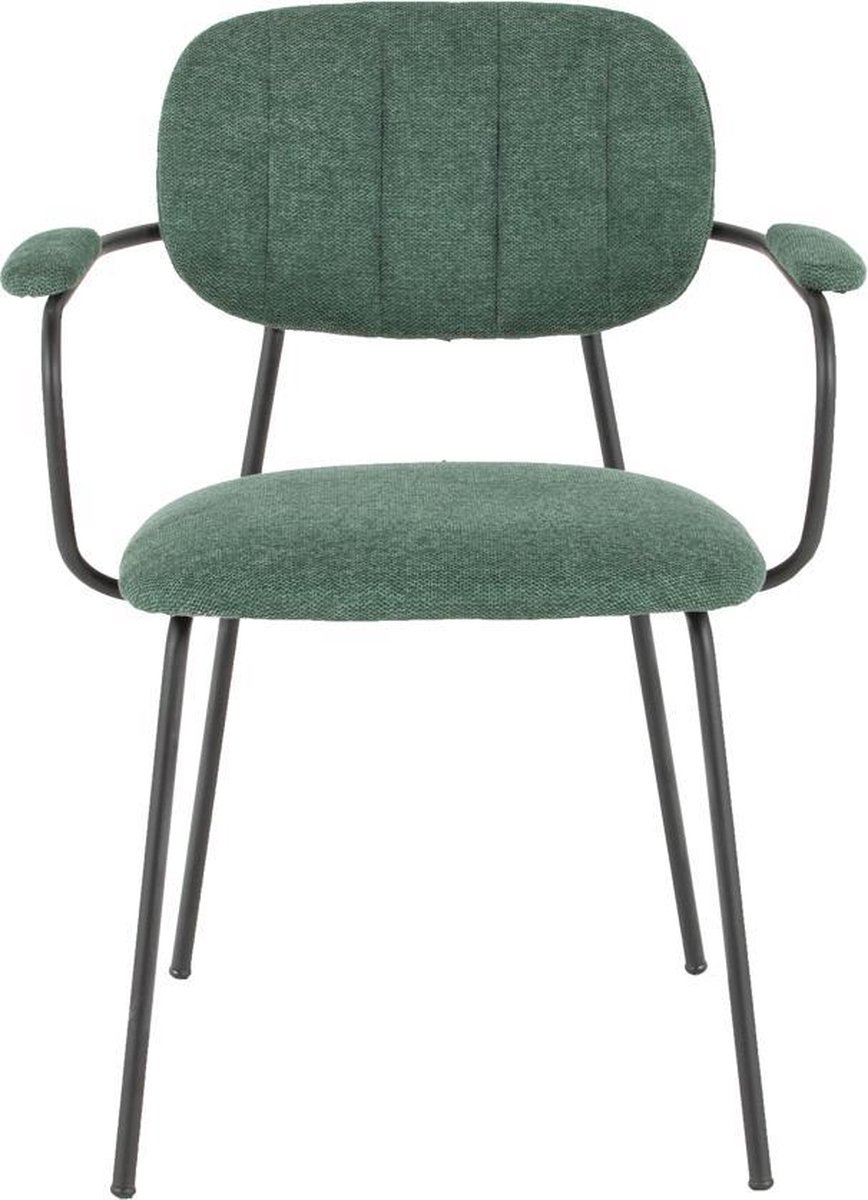 Eetkamerstoel Groen - Met Armleuning - Zithoogte 48 cm - Metaal & Stof ...