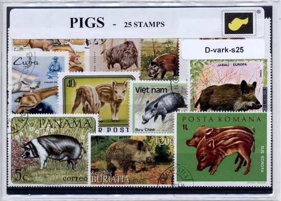 Varkens – Luxe postzegel pakket (A6 formaat) : collectie van 25 ...