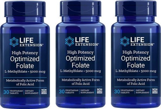 High Potency Optimized Folate (L-Methylfolate), 5000 mcg, 3-packs | bol.com