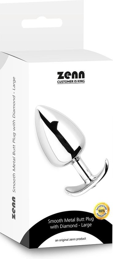 ZENN Gladde metalen butt plug met diamand, large | bol