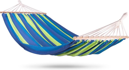 Hangmat - met spreidstok - 2 persoons - groen blauw | bol.com