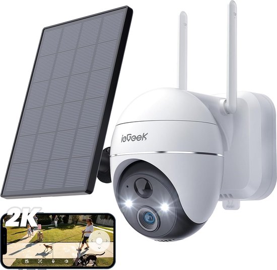 ieGeek 2K Zonne Bewakingscamera Buiten, Draadloze PTZ WLAN Camera Buiten met Batterij,... | bol