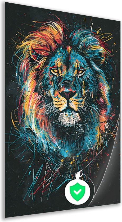 Leeuw poster - Dier poster - Posters Verfspatten - Wanddecoratie ...