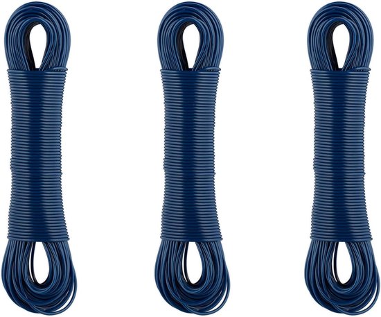 Relaxdays 50 m Steel Wire Clothesline Set of 3 - PVC Shell, Extra ...