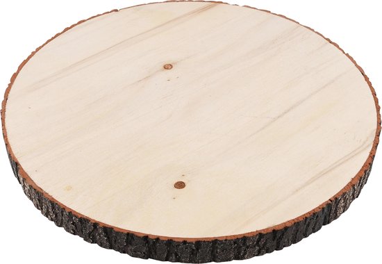 Dekoratief | Deco plankje rond, naturel, hout, 30x30x2cm | A245824 | bol