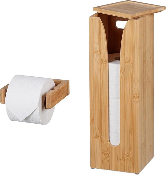 Toiletrolhouder set bamboe voor 4 rollen - wc-rolhouder muur ...