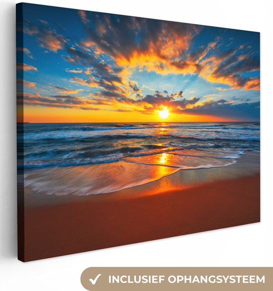 OneMillionCanvasses - Canvas schilderij - Zonsondergang - Horizon - Zee - Wolken -... | bol