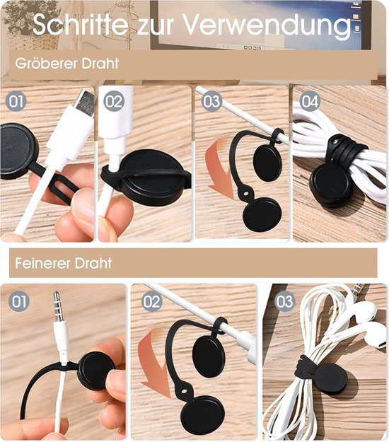 Hersluitbare magnetische kabelbinders - herbruikbare siliconen ...