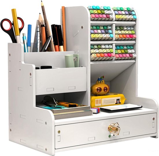 Houten Potlood Houder - Bureau Organizer Met Multifunctionele Desktop ...
