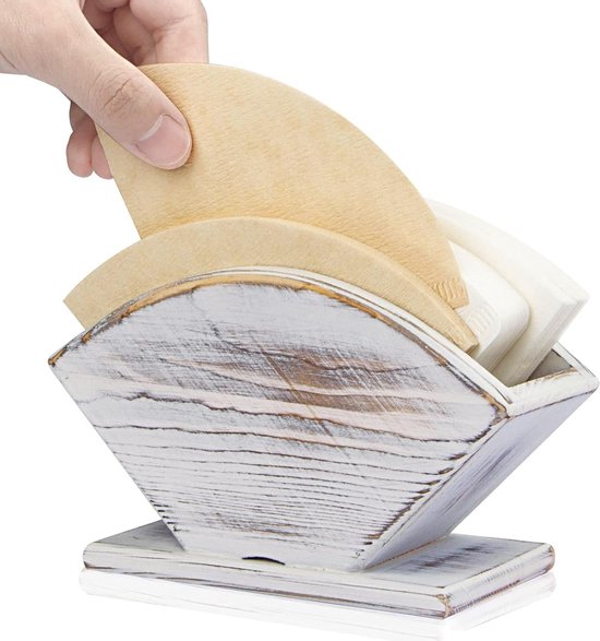 Kaffeefilterhalter Landhausstil Weiß Kiefernholz Filtertütenhalter ...