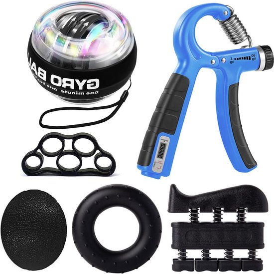 Grip Strength Trainer Kit (6 Pack) met Finger Exerciser - Hand Grip ...
