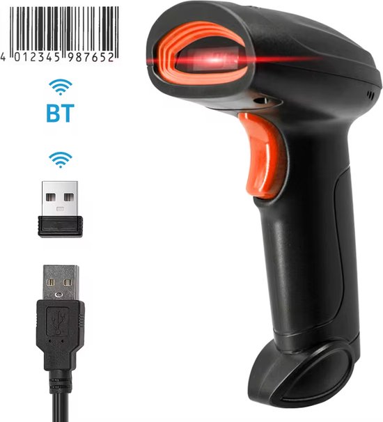 Barcode Scanner - Draadloos - 2.4G - Bluetooth - Usb - Handscanner Voor ...