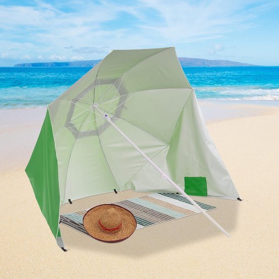 Strandparasol UV-bescherming 50 Windscherm Groen Strandtent 210x175 cm ...