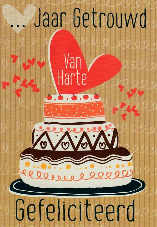 Wenskaart | 10 stuks | ...jaar getrouwd, van harte gefeliciteerd | bol