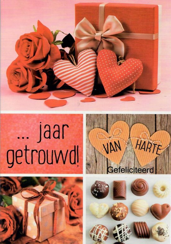 Wenskaart | 10 stuks | ... jaar getrouwd, van harte gefeliciteerd | bol