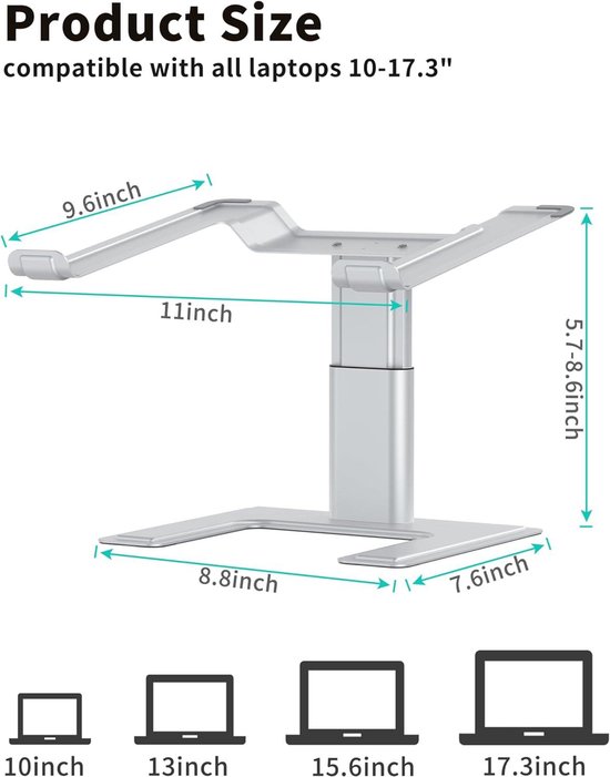 Laptop Verhoger Verstelbare laptopstandaard Ergonomisch Aluminium ...