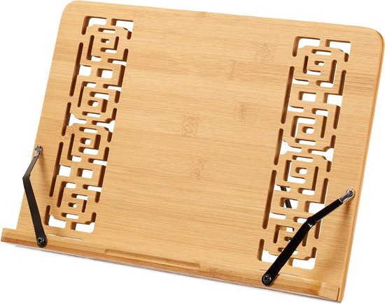 Cookbook Stand Bamboo Adjustable 5 Positions - Collapsible Book Holder ...