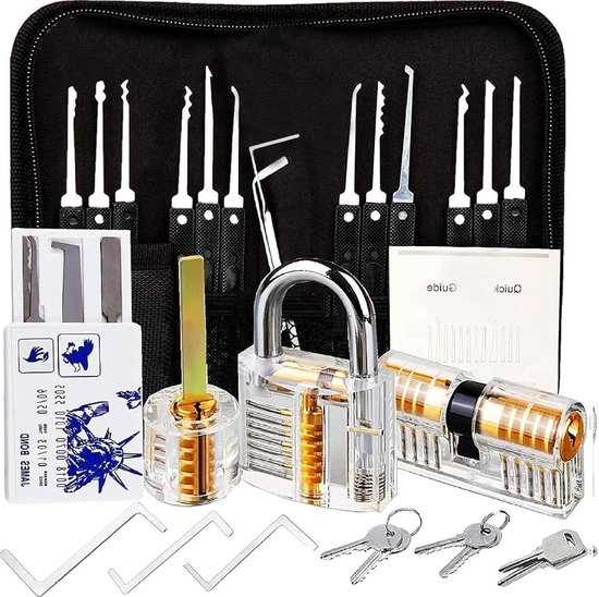 Lockpick set 35PCS met transparante training sloten-leer Lock Picking-Extractor... | bol