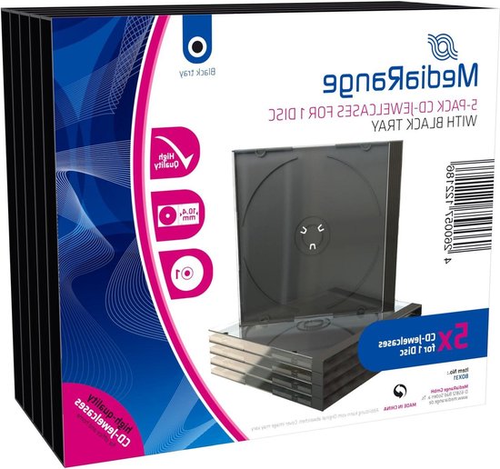 Lege CD-hoes 5 stuks - Voor 1 disc 104 mm - Zwarte lade | bol
