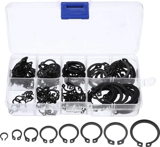 Metalen C-Clips Set - Asborgring - Zekering ring - 250-Delig - Zwart | bol