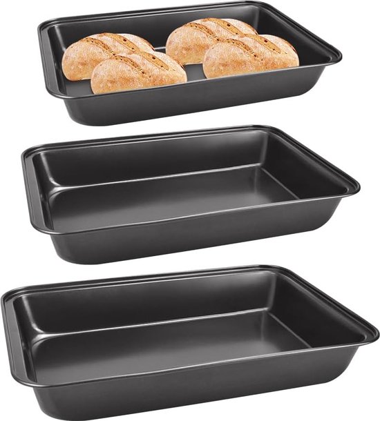3 Maten Rechthoekige Bakplaat Universele Oven Koekjesbak Diepe Cakevorm ...