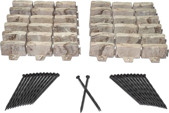 No-Dig Landschapsrand Decoratieve Steenlook Tuinrand - 69 cm Hoog - 15 ...