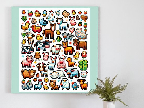 Pixel art vee schilderij | Digitale boerderij: een pixelig meesterwerk ...
