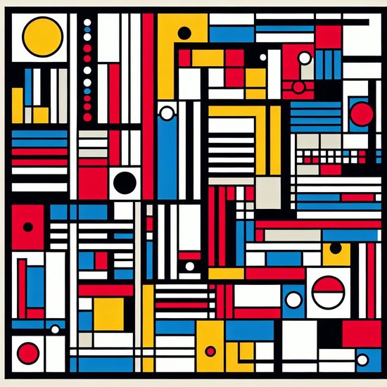 Pop art mondriaan schilderij | Colorful Geometric Fusion: Retro ...