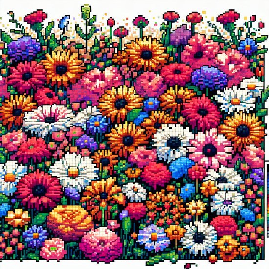 Pixel art bloemen schilderij | Prachtige bloemenpracht in pixel stijl ...