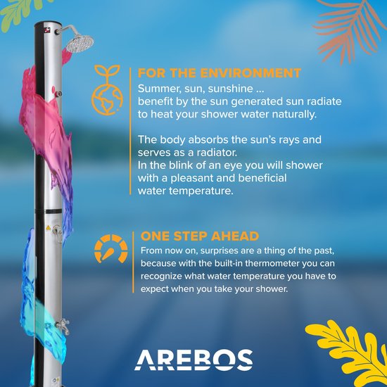 AREBOS Tuindouche 40L - Solar Douche met thermometer - Buitendouche ...