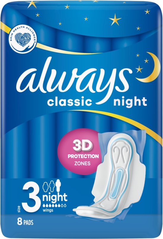 Voordeelverpakking van 3 x Always Maxi Classic Night Pads 8 stuks | bol