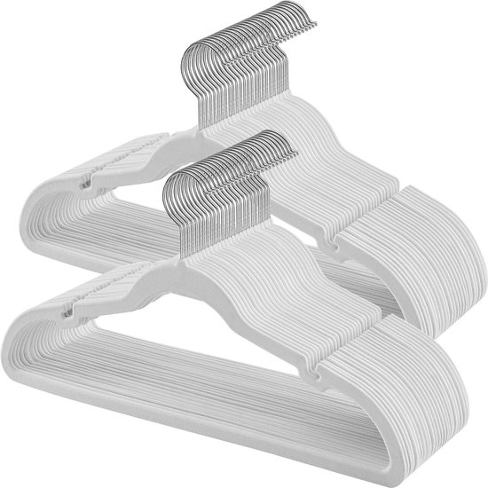 Fluwelen hangers pak 50 kleerhangers - antislip - wolkwit ...