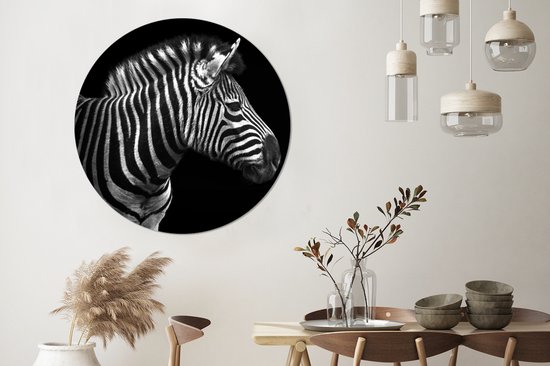 WallCircle - Muurstickers - Behangcirkel - Zebra - Zwart - Wit - Portret - Dieren - ⌀... | bol