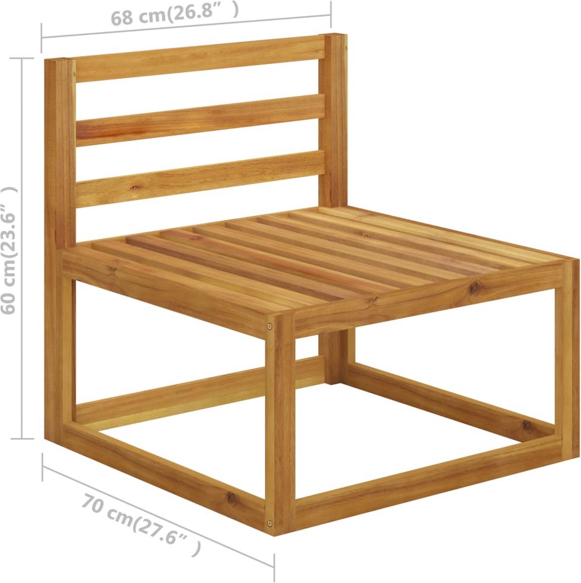 vidaXL Hoekbank - Acaciahout - Weerbestendig - 70 x 70 x 60 cm - Crème ...