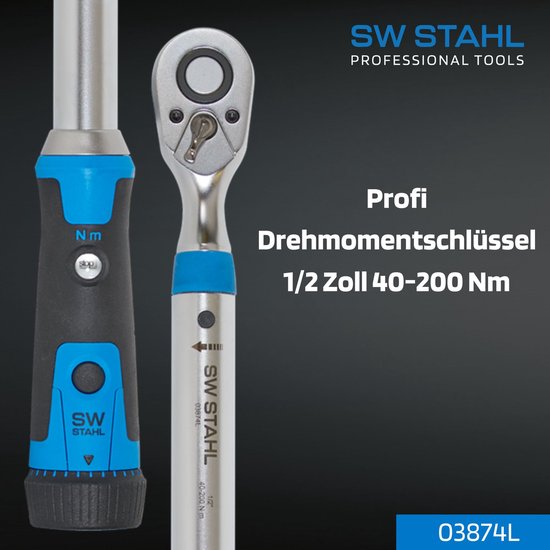 SW-Stahl 03874L professionele momentsleutel 1/2 inch 40-200 Nm met ...