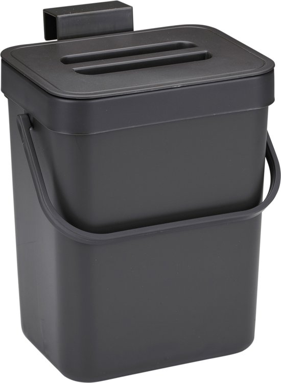 Gft afvalbakje voor aanrecht of aan keuken kastje - 5L - antraciet - afsluitbaar - 24... | bol
