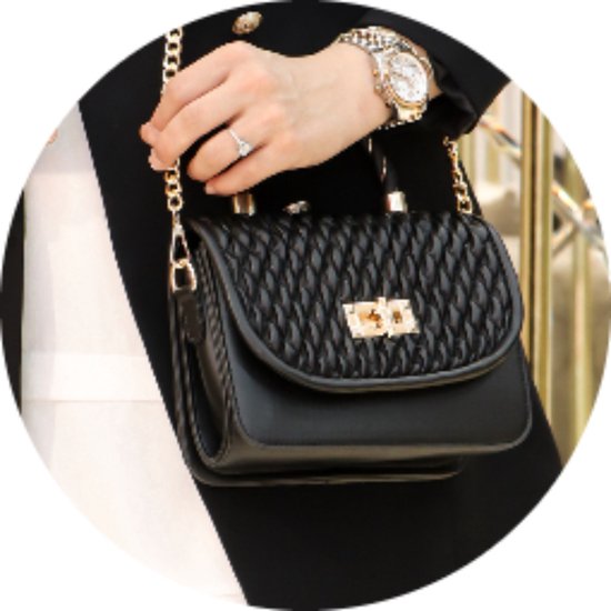 Gestikte Effen Leren Dames Handtasje | Zwart | bol