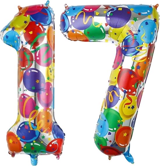 Cijfer Ballonnen Ballon Cijfer 17 Verjaardag Versiering Feest Helium ...