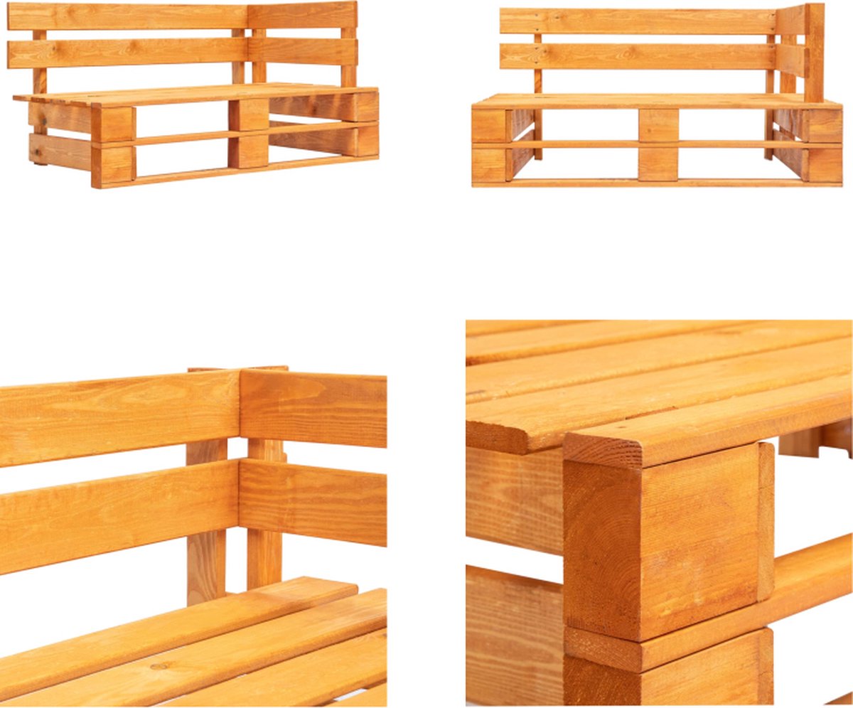 vidaXL Tuinhoekbank pallet hout honingbruin - Pallet Bank - Pallet ...