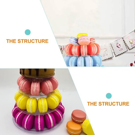 Macaron Tower Stand 4-laags transparant plastic ronde macaron toren ...