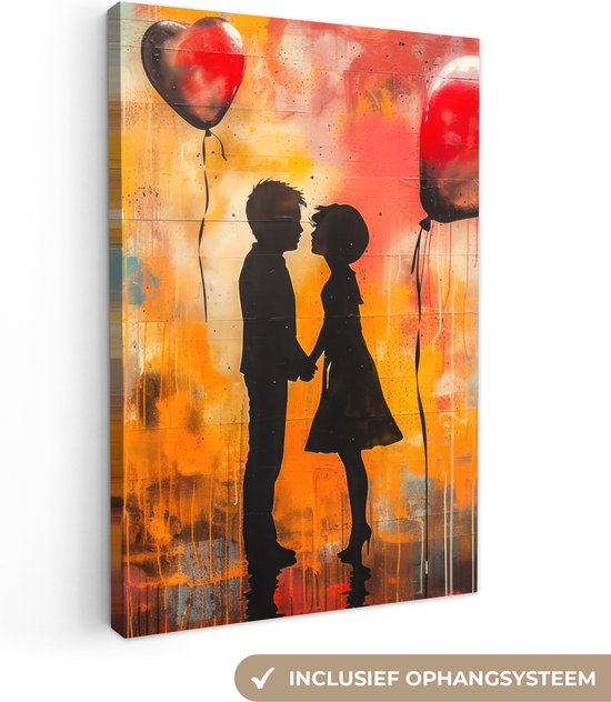 Canvas schilderij 120x180 cm - Wanddecoratie Street art - Liefde - Graffiti - Kunst -... | bol