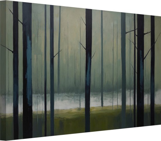 Mistig bos abstract - Abstract schilderij op canvas - Wanddecoratie bomen -... | bol