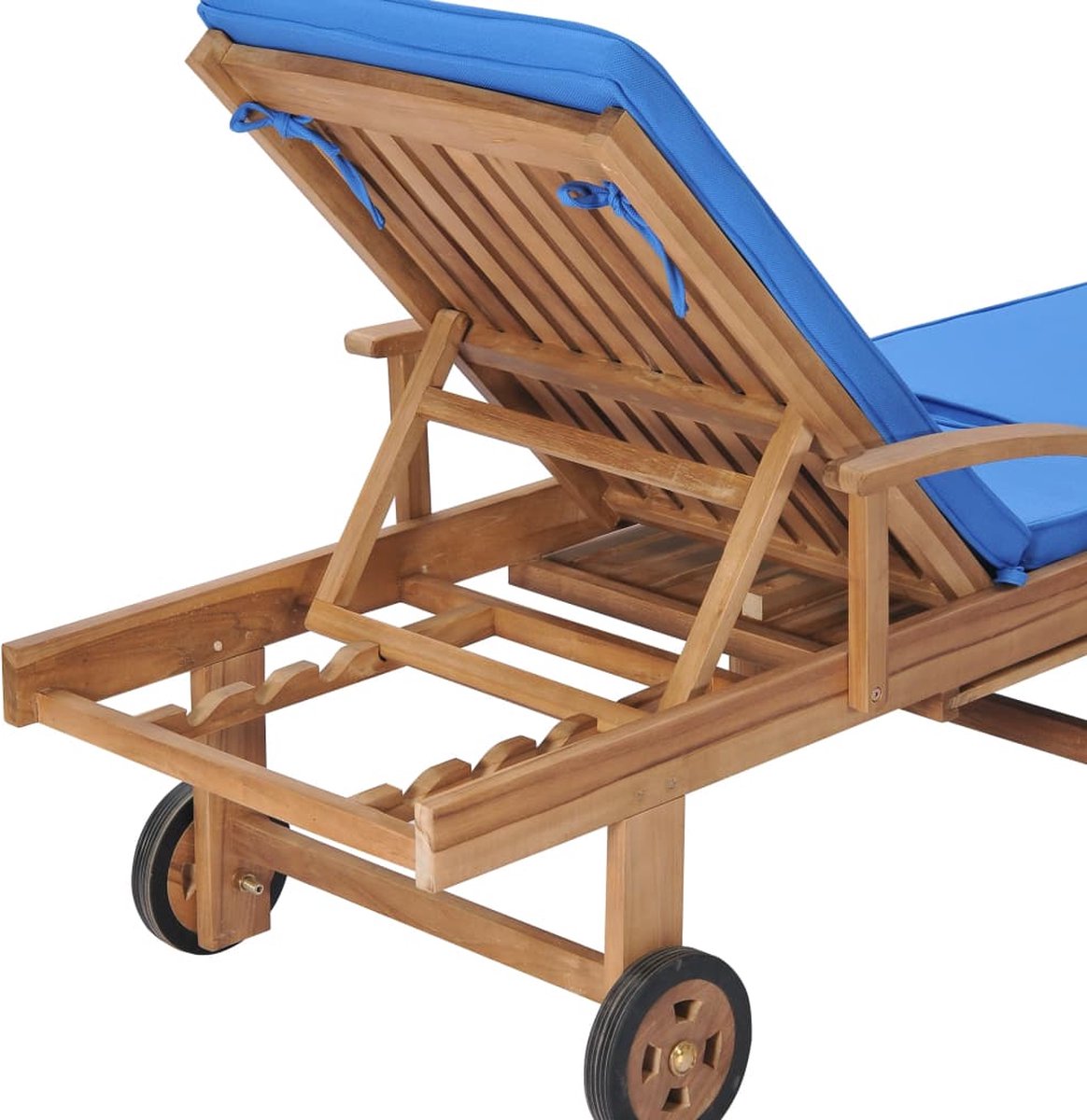 vidaXL Ligstoel Classic Teak 195 x 59.5 cm Verstelbaar Incl kussens ...