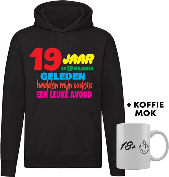 19 jaar Hoodie + Koffie Mok - verjaardag - jarig - feest - 19e ...